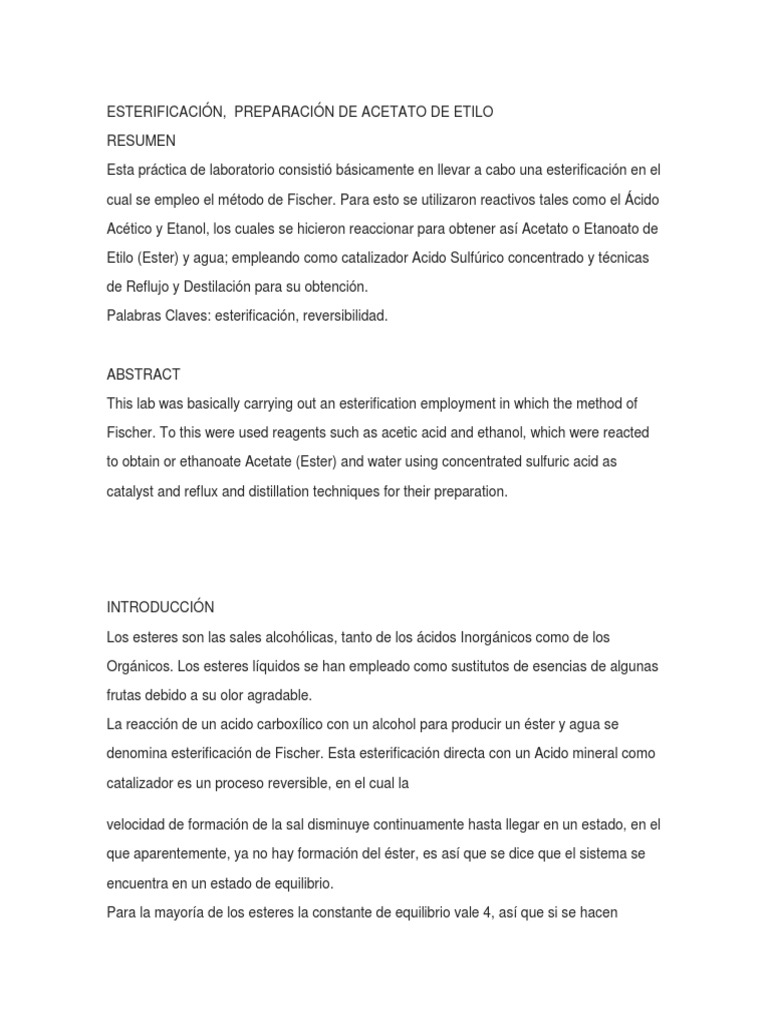 EsterificaciÓn Pdf Alcohol Moléculas
