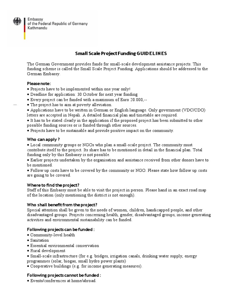 Small Scale Project Funding GUIDELINES: Please Note | PDF | Economies ...