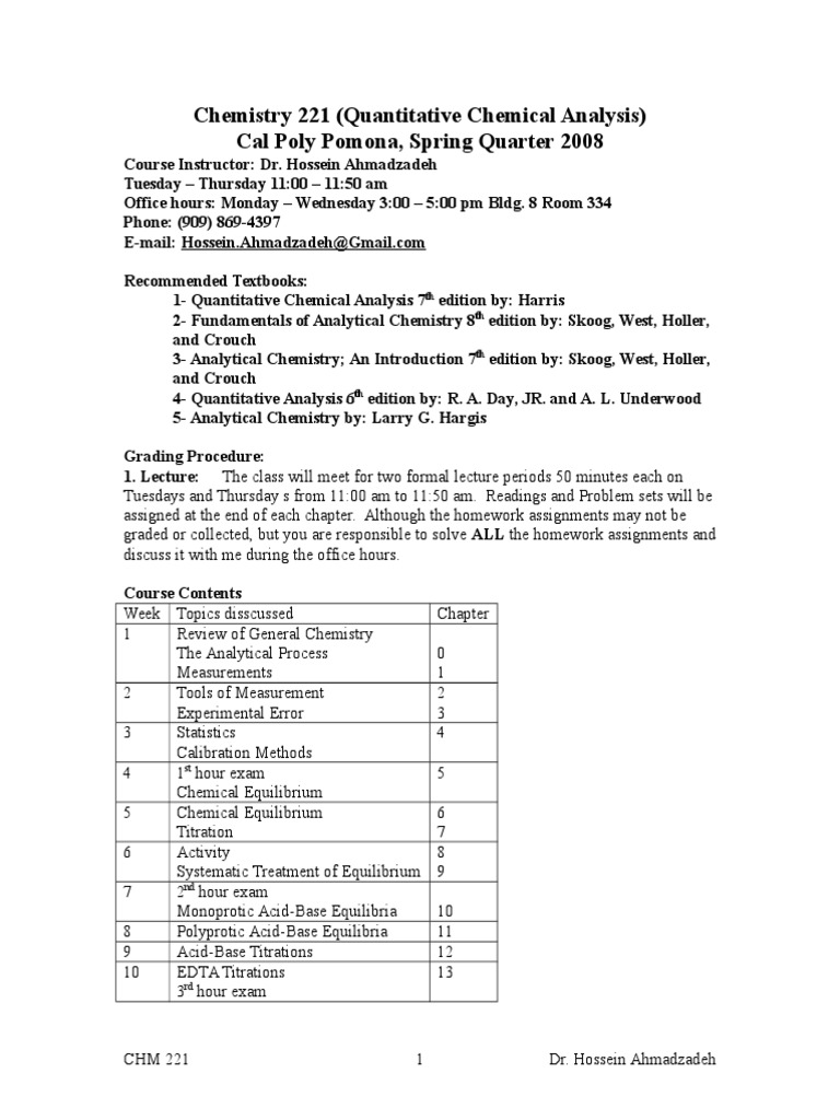 Chemistry 221 Outline | PDF | Accuracy And Precision | Plagiarism