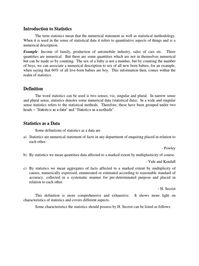 Introduction To Statistics Pdf Statistical Classification Statistics