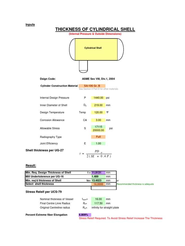 Design Calculations For Pressure Shell | PDF | Pipe (Fluid Conveyance ...
