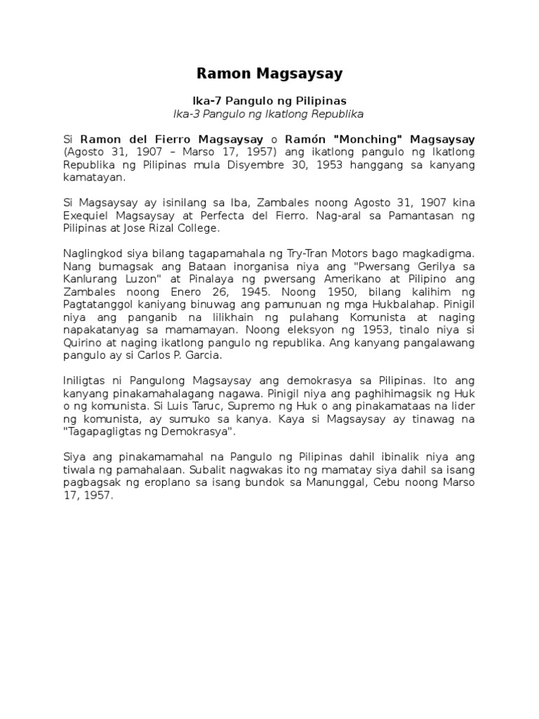 Ramon Magsaysay Talambuhay