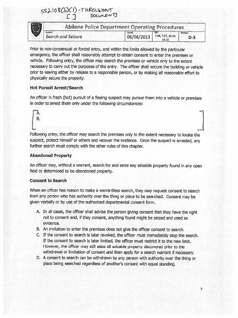 Abilene Police Department Use of Force Guidelines | PDF | Search And ...