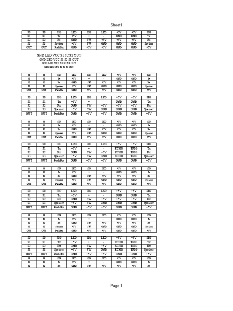 GND Led VCC S1 S2 S3 Out: Sheet1 | PDF