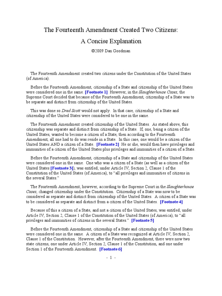 The Fourteenth Amendment Created Two Citizens _ A Concise Explanation ...