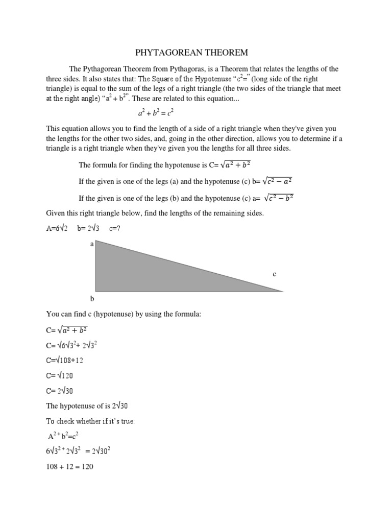 Pythagorean Theorem Explained | PDF