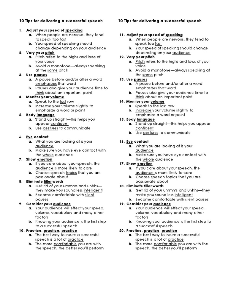 10 Tips for a Successful Speech | PDF