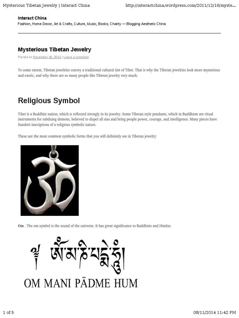 Tibetan Jewelry: Culture & Symbolism | PDF | Jewellery | Mantra