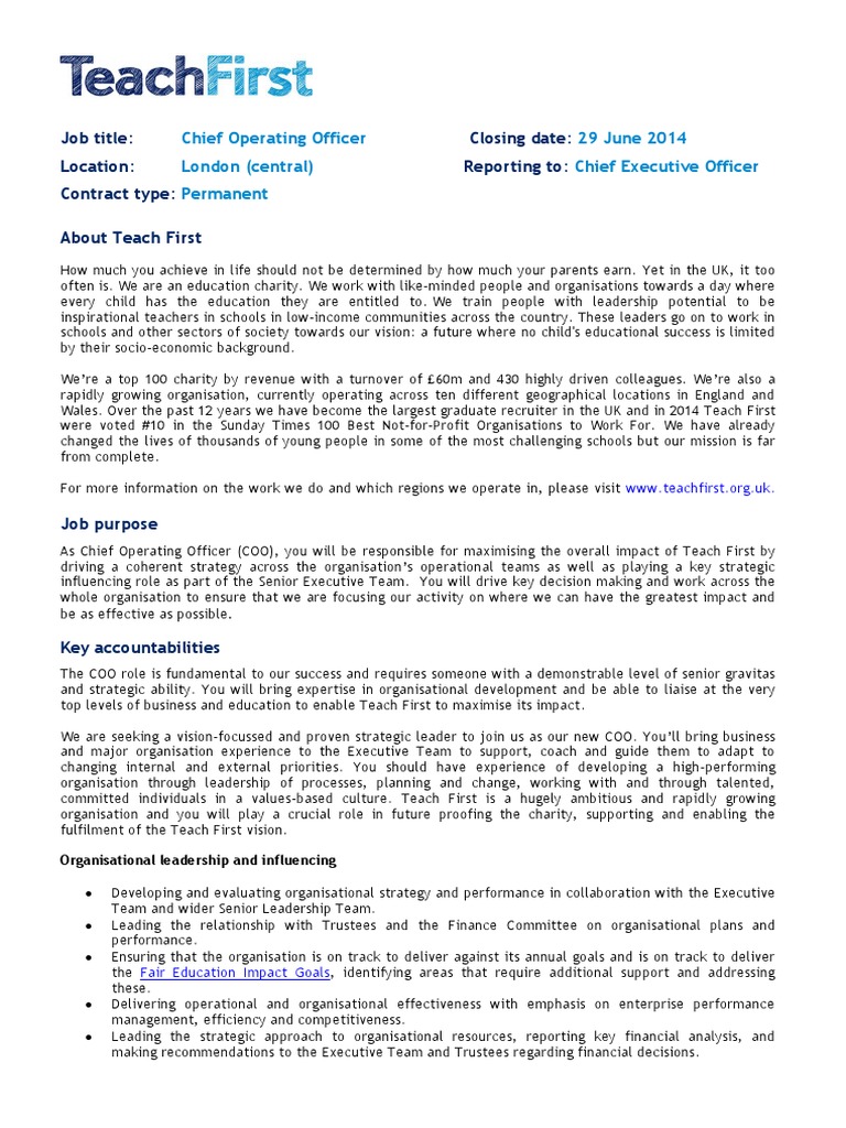 Coo JD 2014 Final | PDF | Leadership | Strategic Leadership