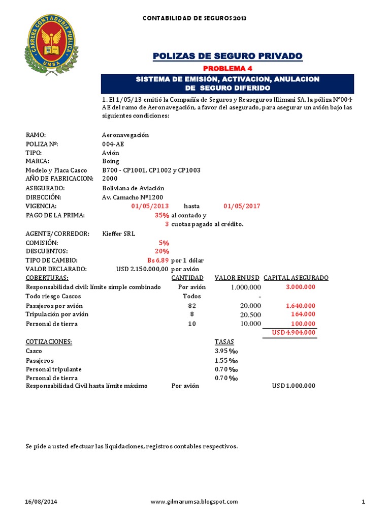 Problema4 - Reaseguro Diferido Ae PDF | PDF | Reaseguro | Seguro