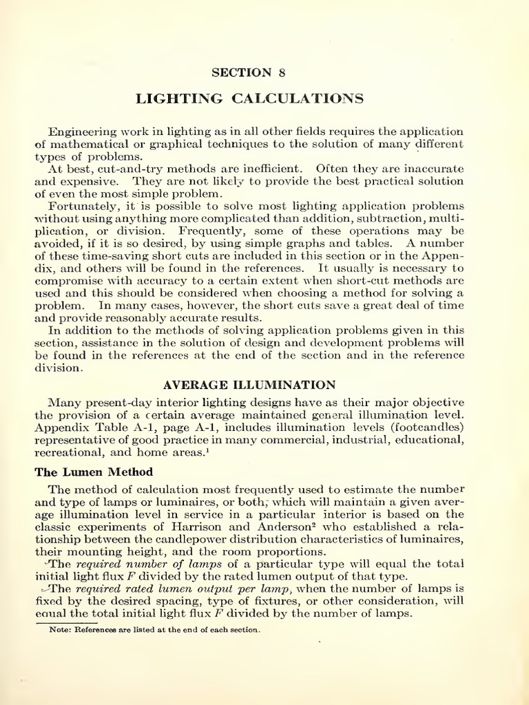 Calculating Average Illumination Levels Through the Lumen Method | PDF ...