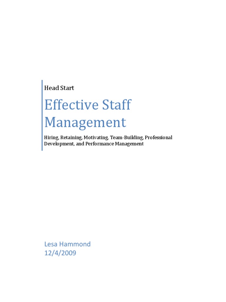 Effective Staff Management (E-Book) | PDF | Employee Retention | Leadership