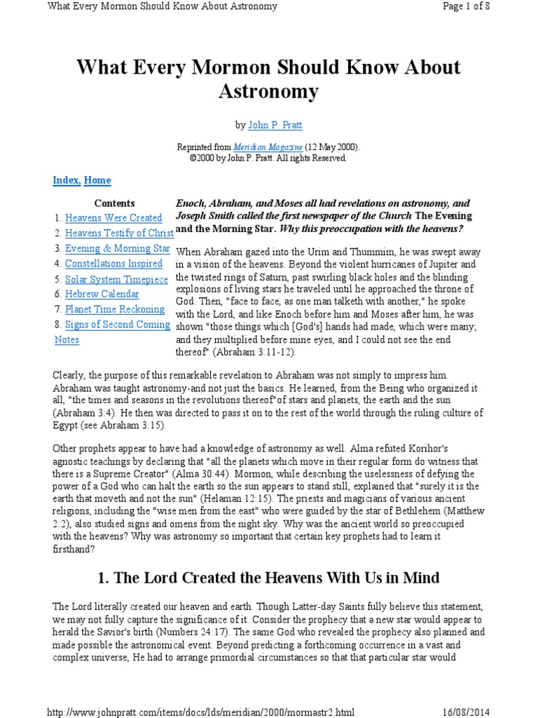 What Every Mormon Should Know About Astronomy | PDF | Outer Space ...
