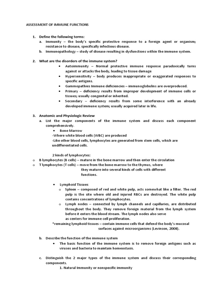 Assessment of Immune Function | PDF | Immune System | White Blood Cell