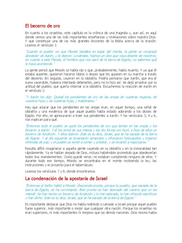 El Becerro de Oro | Moisés | Biblia hebrea