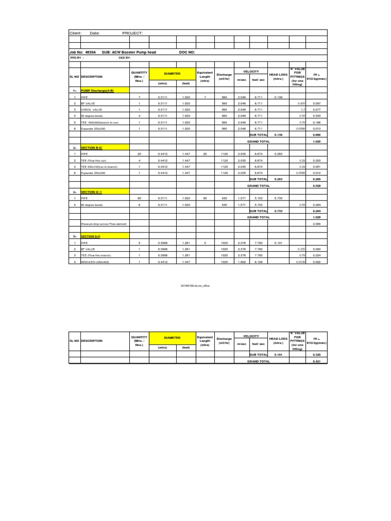 ACW Booster Pump Calculation | PDF | Pump | Plumbing