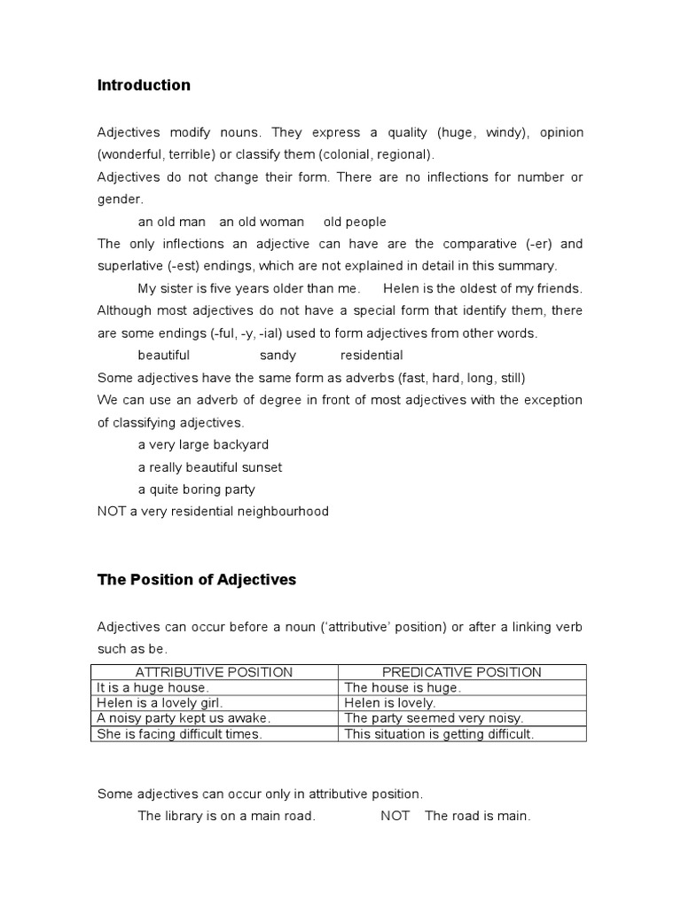 Practical Work Adjectives | PDF | Adjective | Linguistic Morphology