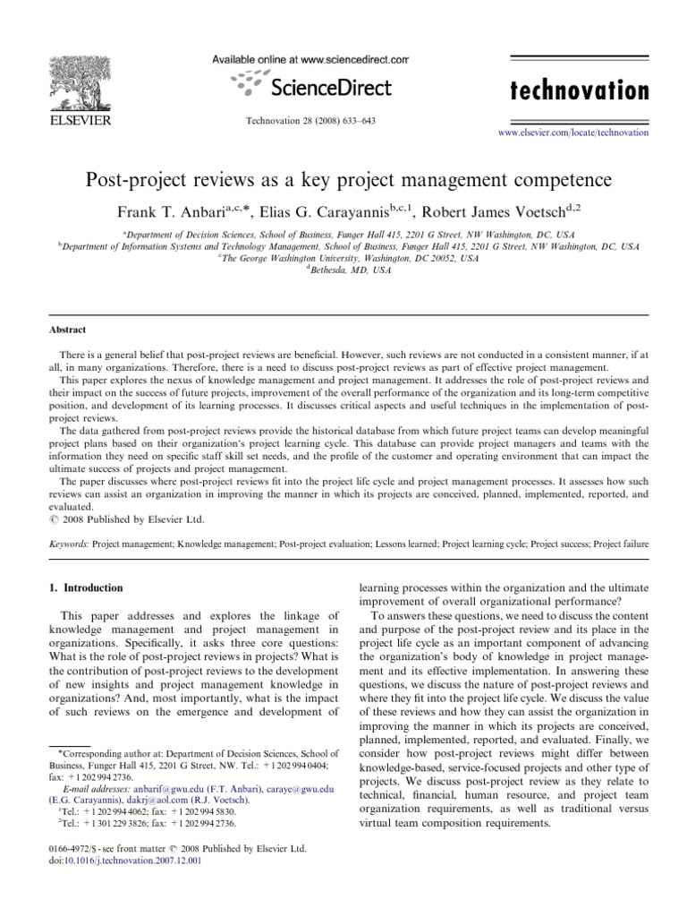 Post Project Review | Download Free PDF | Project Management | Evaluation