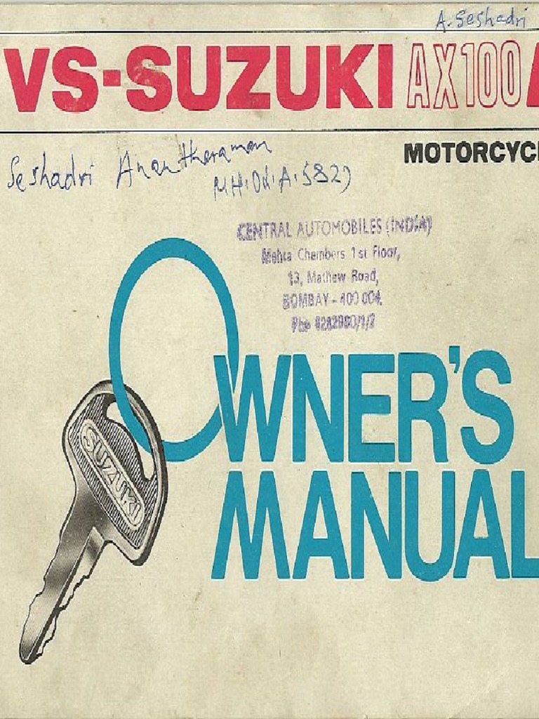 TVS-Suzuki AX100R Owner's Manual | PDF