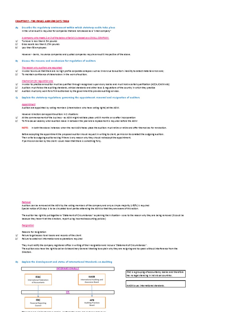 F8 Notes Acca Notes | PDF | Financial Audit | Corporate Governance