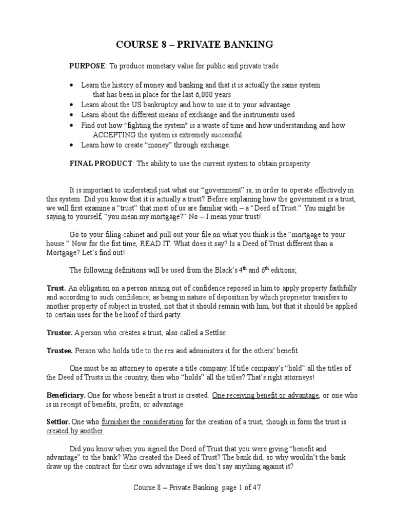 Understanding Private Banking Systems | PDF | Trust Law | Notary Public