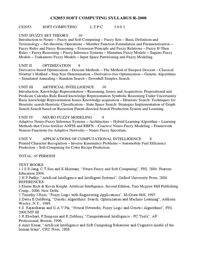 Cs2053 Soft Computing Syllabus R | PDF | Fuzzy Logic | Artificial ... Cs2053 Soft Computing Syllabus R | PDF | Fuzzy Logic | Artificial ...