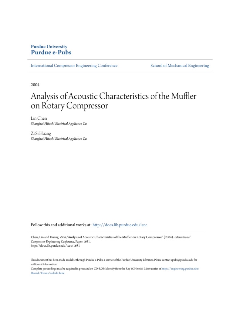 Acoustic Analysis of Muffler in Rotary Compressor | PDF | Gas ...