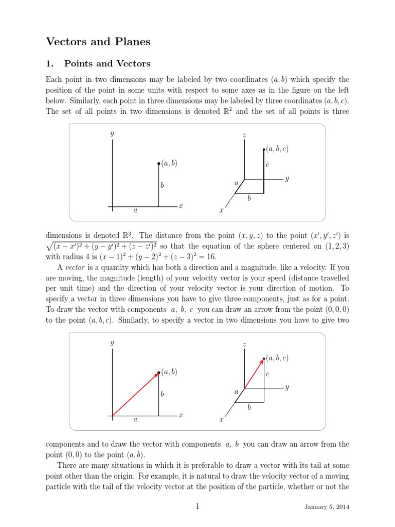 Notes On Vectors and Planes | PDF | Euclidean Vector | Trigonometric ...