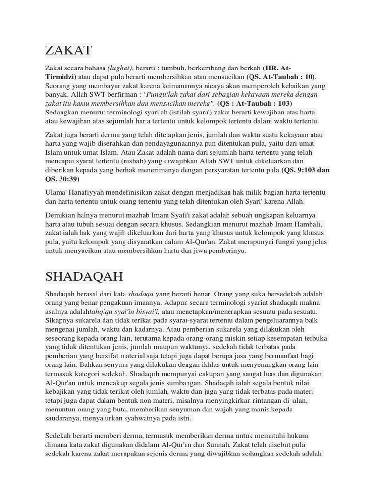 Zakat, Infaq, Shadaqah, Wakaf | PDF