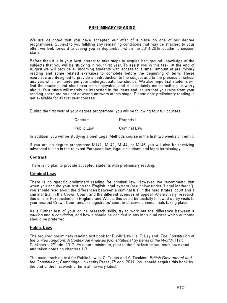 Preliminary Reading: Caution and A Conviction, and How It Should Be ...