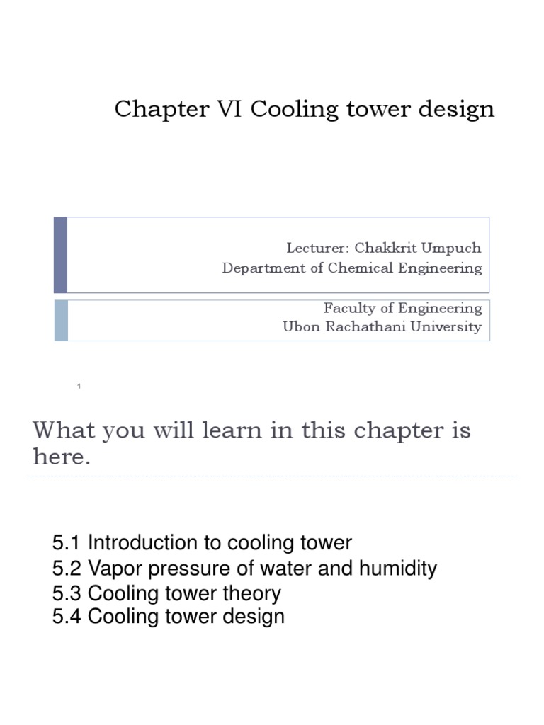 Cooling Tower Selection and Sizing | PDF | Relative Humidity | Water Vapor