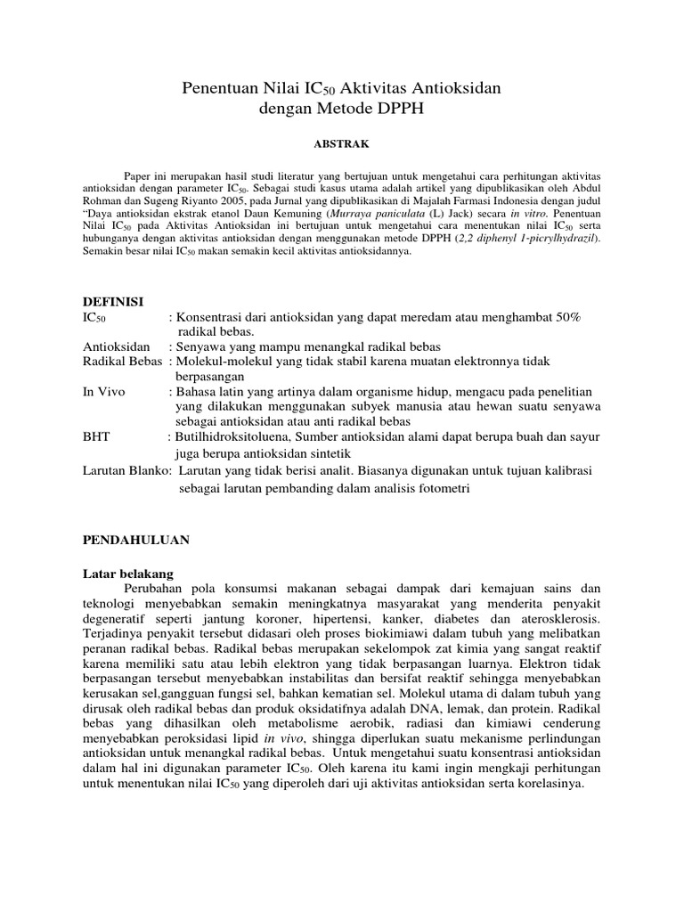 Antioksidan Metode DPPH PDF | PDF