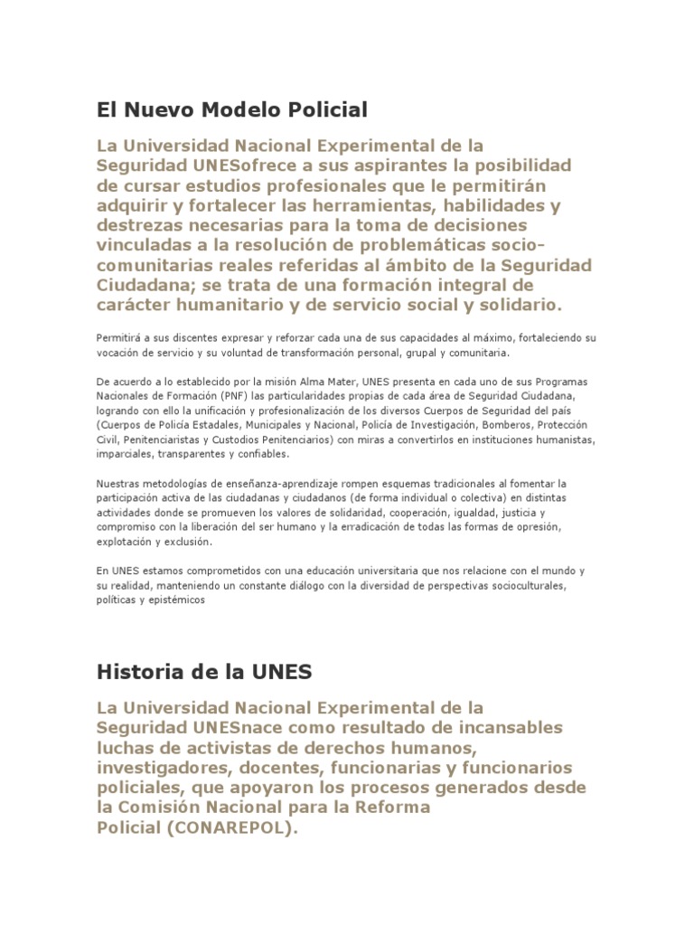 Historia de La UNES | PDF | Policía | Venezuela
