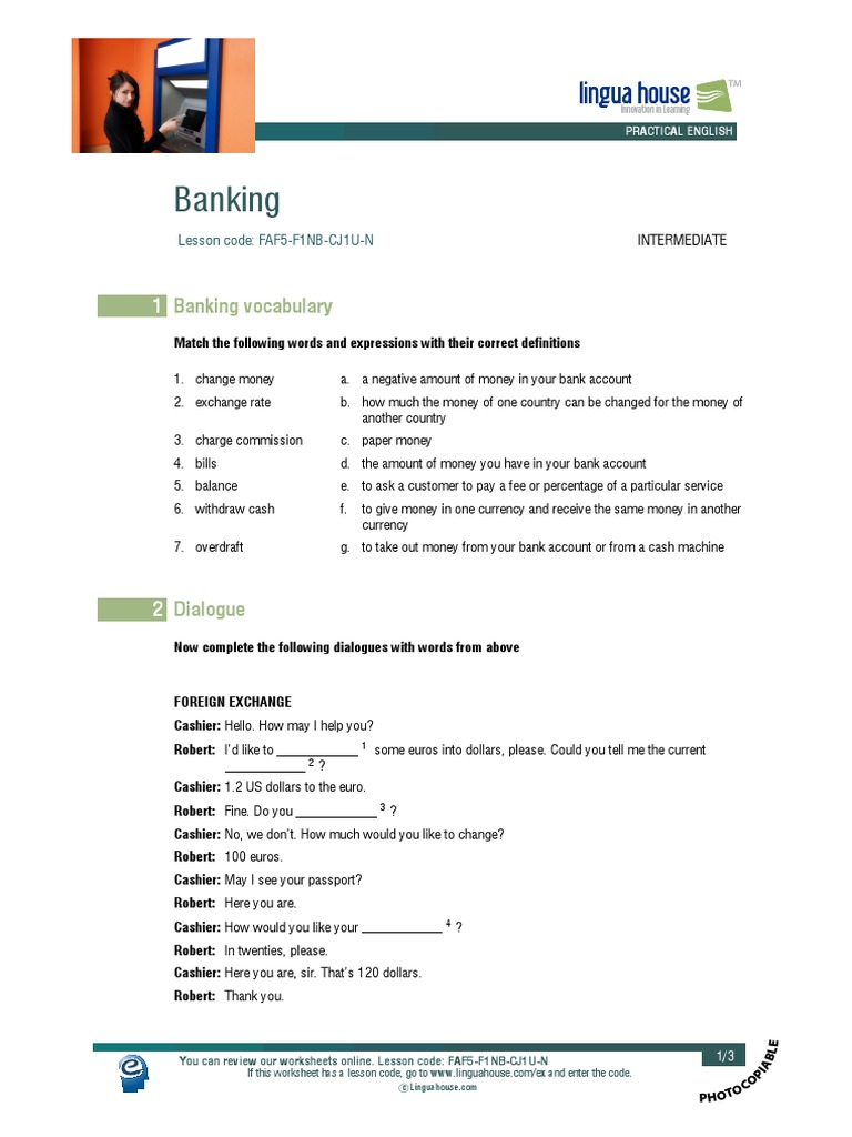 Intermediate Banking English | PDF | Transaction Account | Overdraft