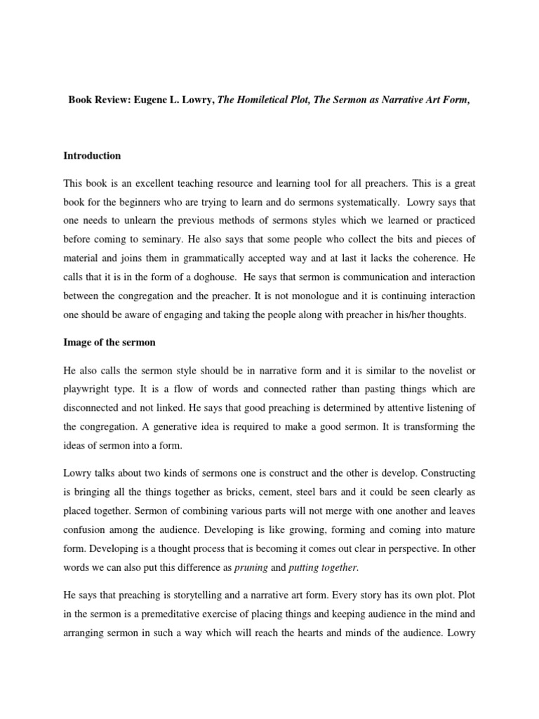 The Homiletical Plot: Lowry's Five-Stage Model for Crafting Narrative ...