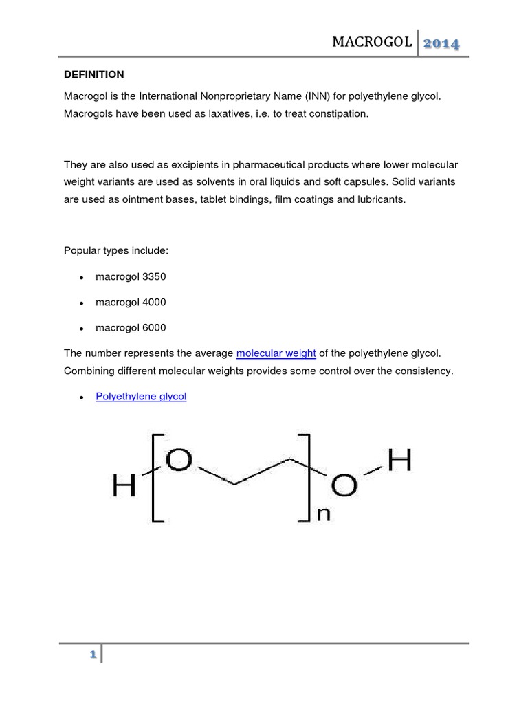 Assignment Repeat Macrogol | PDF | Constipation | Pharmacokinetics