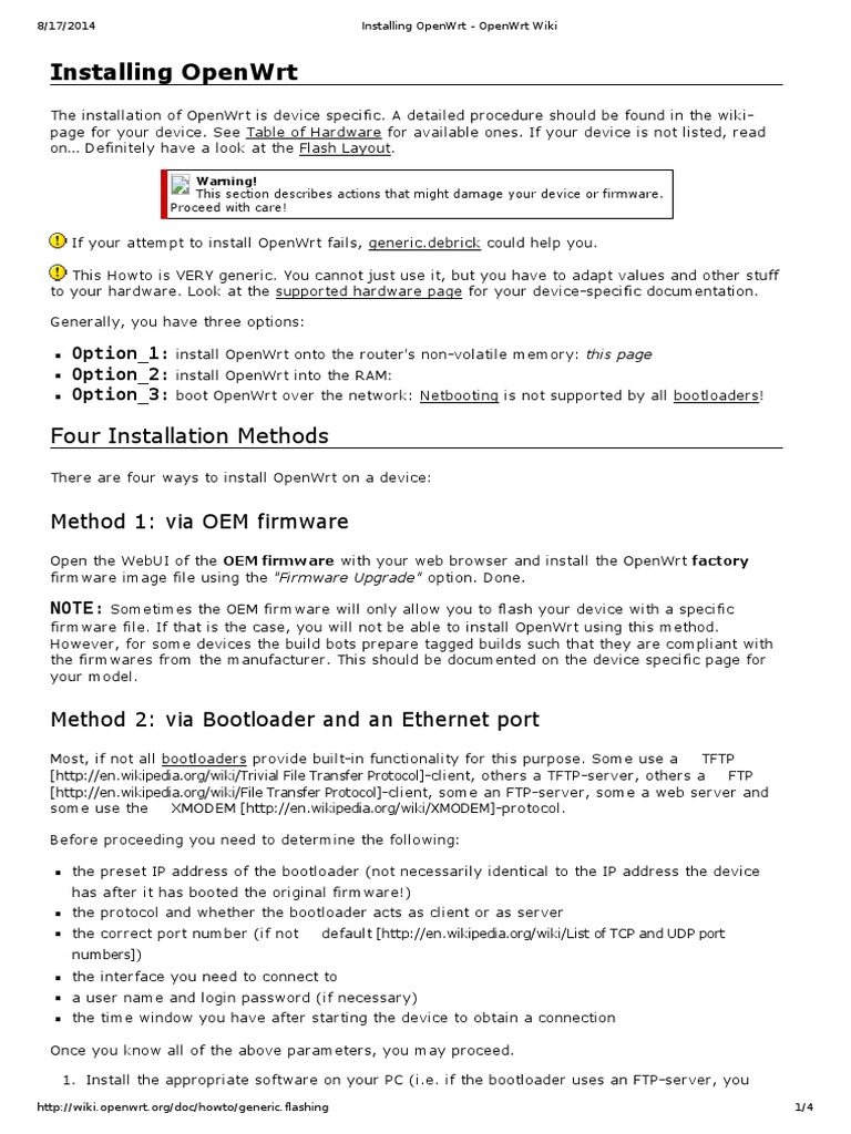 Installing OpenWrt | Download Free PDF | Booting | File Transfer Protocol