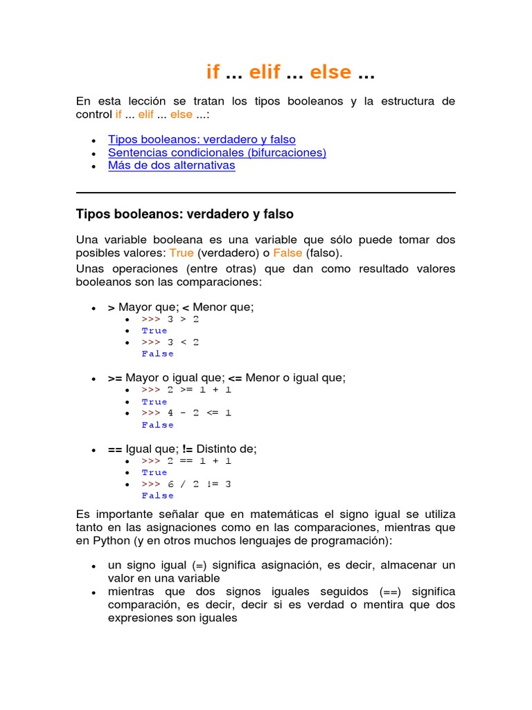 If o Else | PDF | Lenguaje de programación | Python (lenguaje de ...