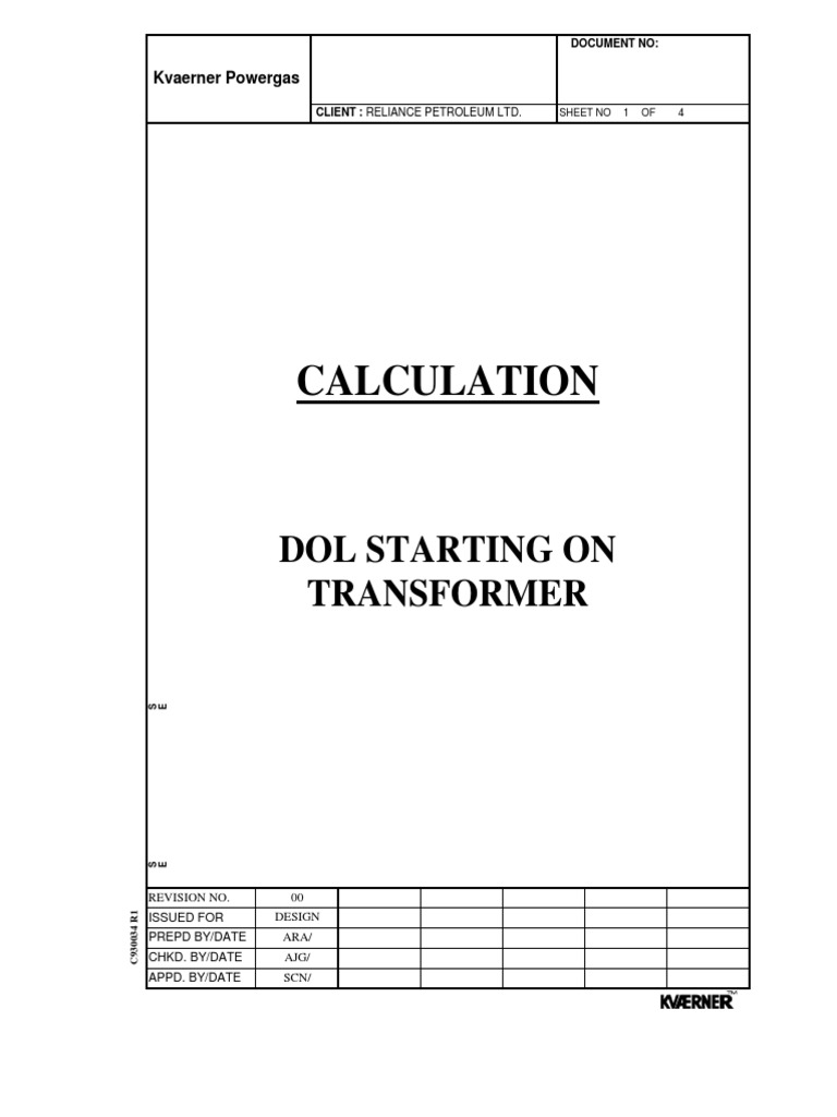Voltage Drop Calculation for DOL Starting | PDF | Electrical Impedance ...