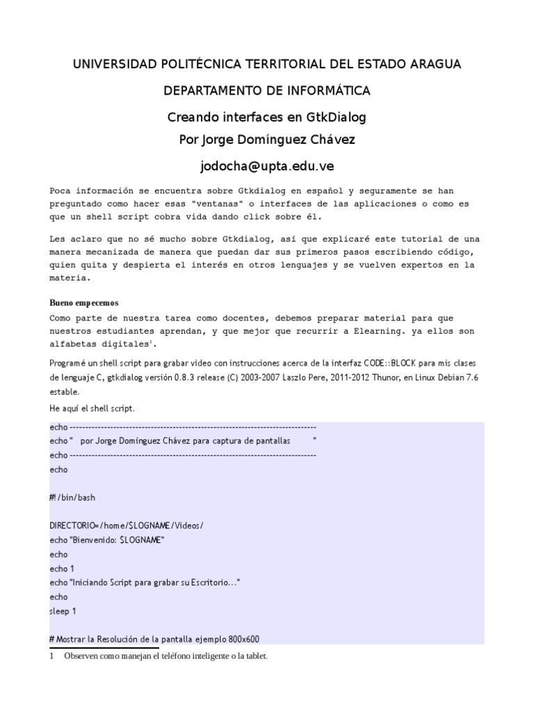Creando Interfaces en GtkDialog | PDF | Interfaz de línea de comando | Ingeniería de Sistemas