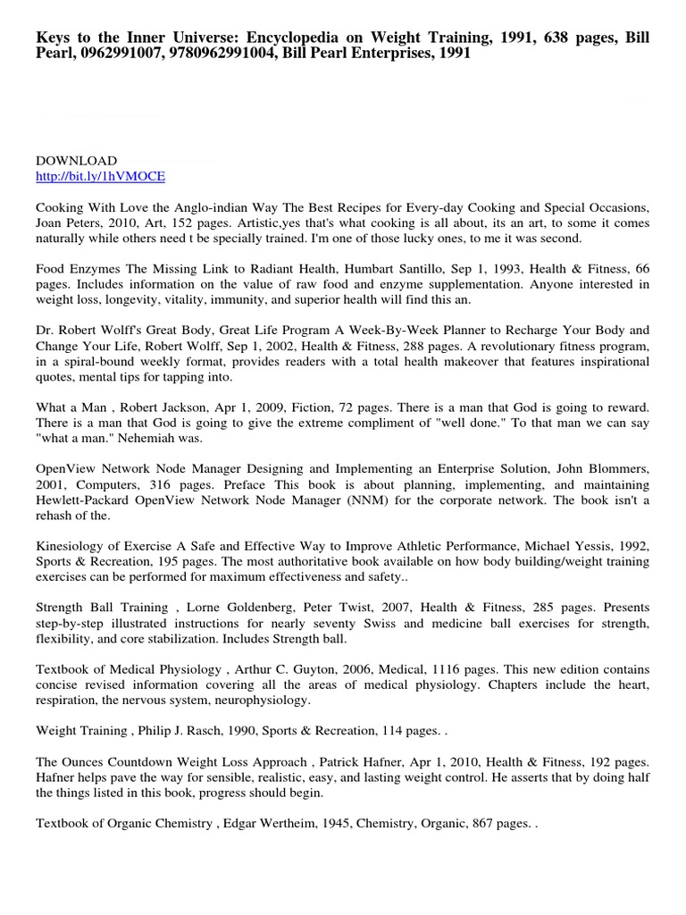 Keys To The Inner Universe Encyclopedia On Weight Training | PDF