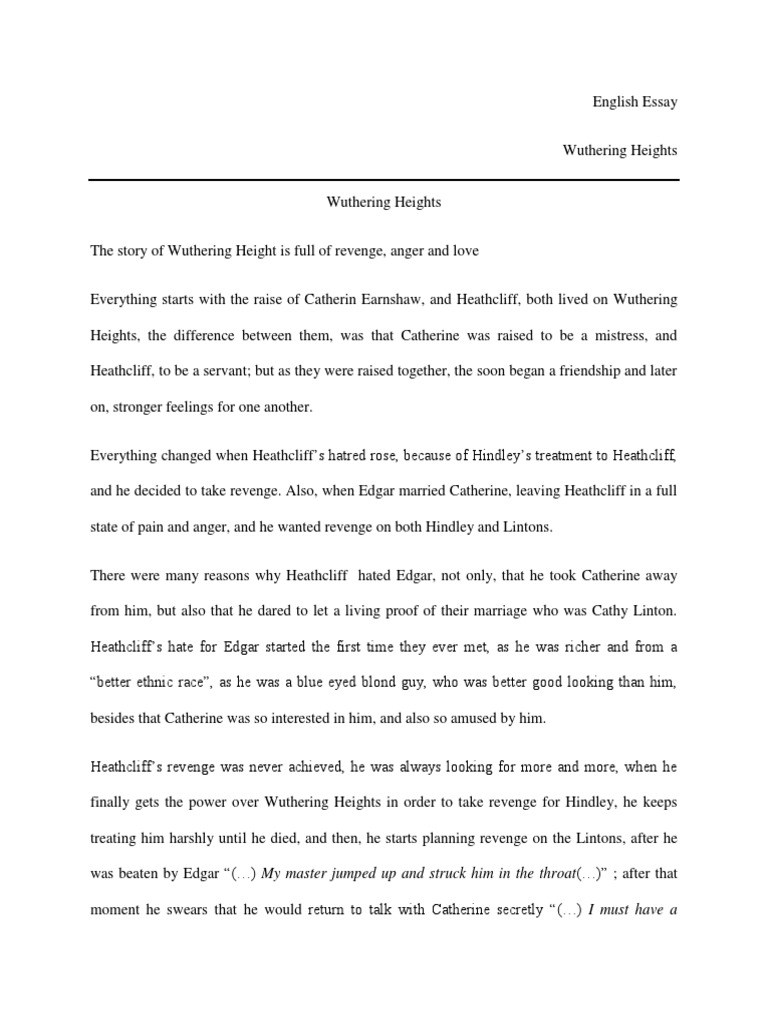 Wuthering Heights Analysis | PDF | Heathcliff (Wuthering Heights ...
