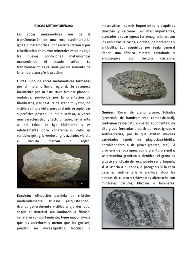 Rocas sedimentarias, metamórficas e ígneas: una descripción general de ...