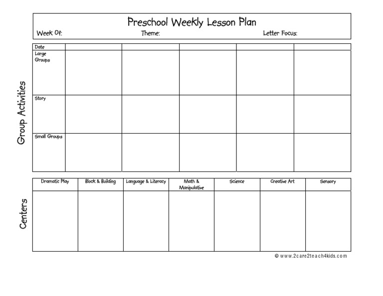 Weekly Preschool Activity Plan | PDF