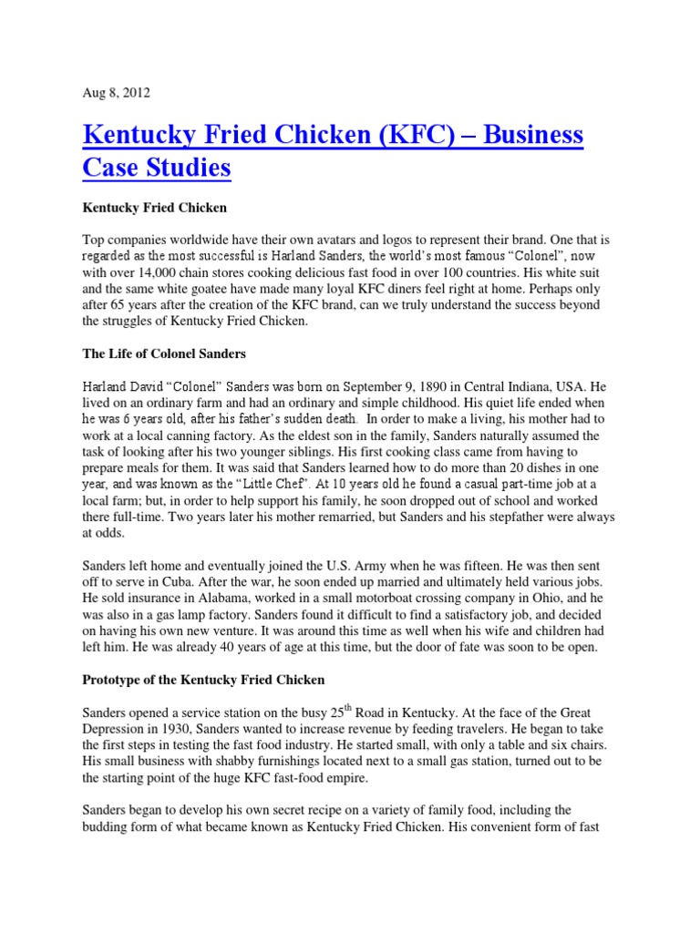 KFC Case Study | Food And Drink | Restaurant And Catering