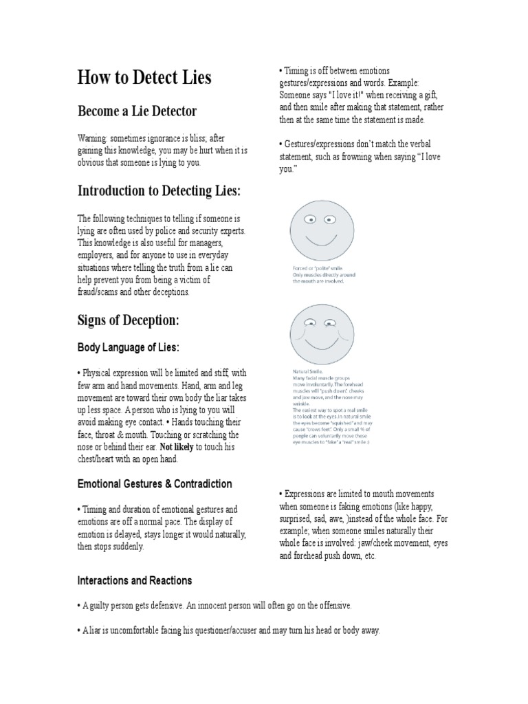 How To Detect Lies 1 | PDF | Lie | Semiotics