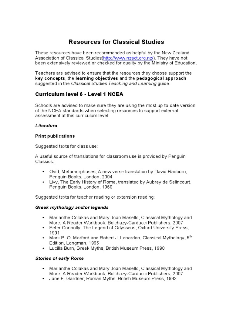 Resources List For Classical Studies | PDF | Sophocles | Aeneid