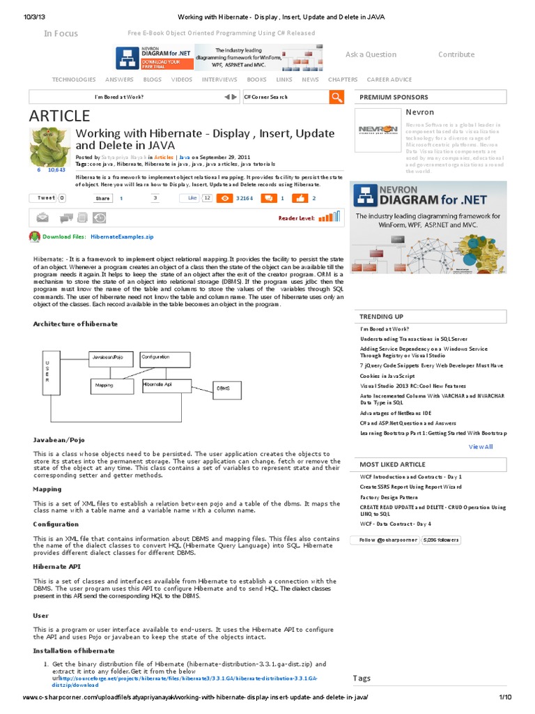 Working With Hibernate - Display, Insert, Update and Delete in JAVA | PDF | Application ...