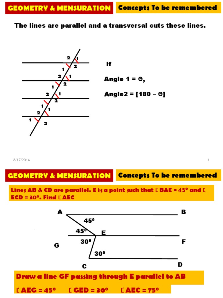 Geometry & Mensuration 1 | PDF | Triangle | Elementary Geometry