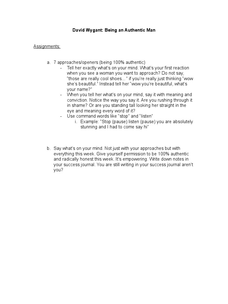 David Wygant - Being An Authentic Man | PDF